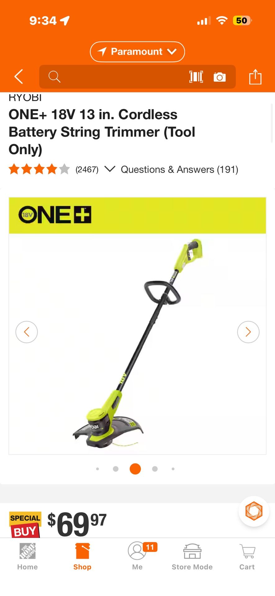 Ryobi ONE+ 18V 13” Cordless String Trimmer (Tool Only) for Sale in City ...