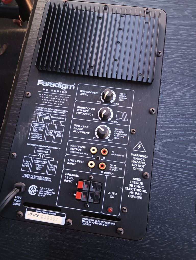 PARADIGM PS SERIES PS-1200 V.3 POWERED SUBWOOFER - for Sale in Gardena ...