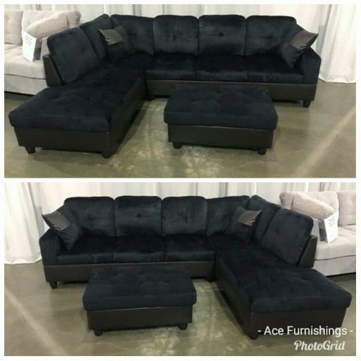 Black Microfiber Sectional Sofa