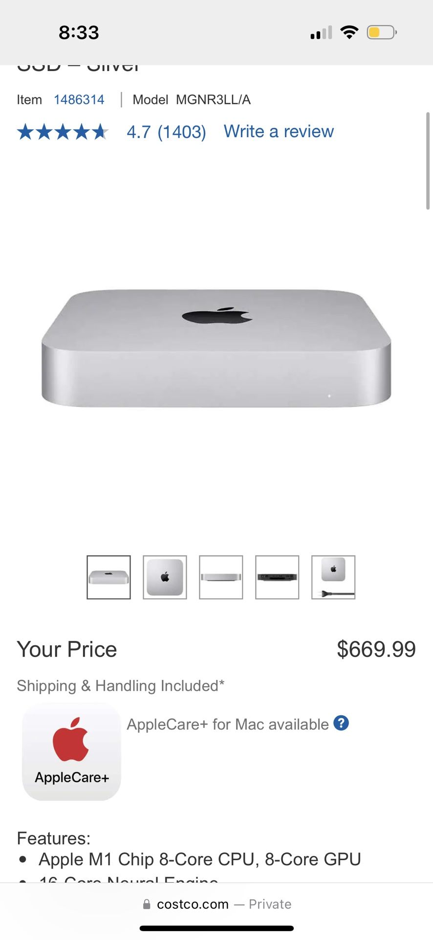 NEW-Mac mini-M1 chip - 8GB- 256GB SSD - Silver-NIB for Sale in Gilbert ...