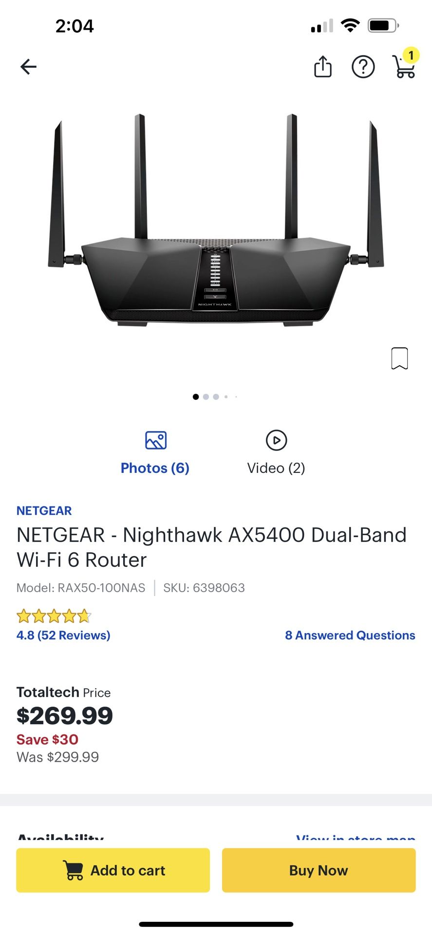 NETGEAR Nighthawk AX6 6 Stream WiFi Router for Sale in Fuquay-varina ...