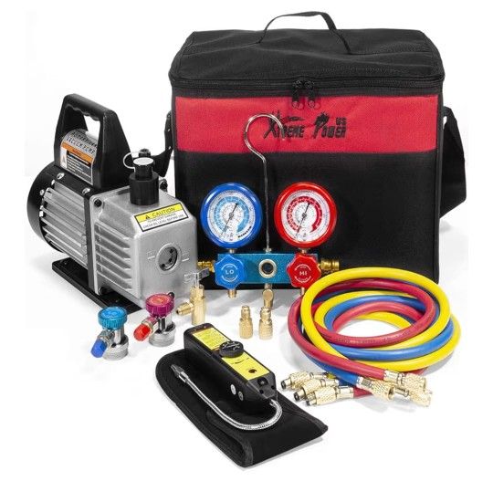 Premium 4CFM Air Vacuum Pump HVAC A/C Refrigeration Kit AC Manifold ...