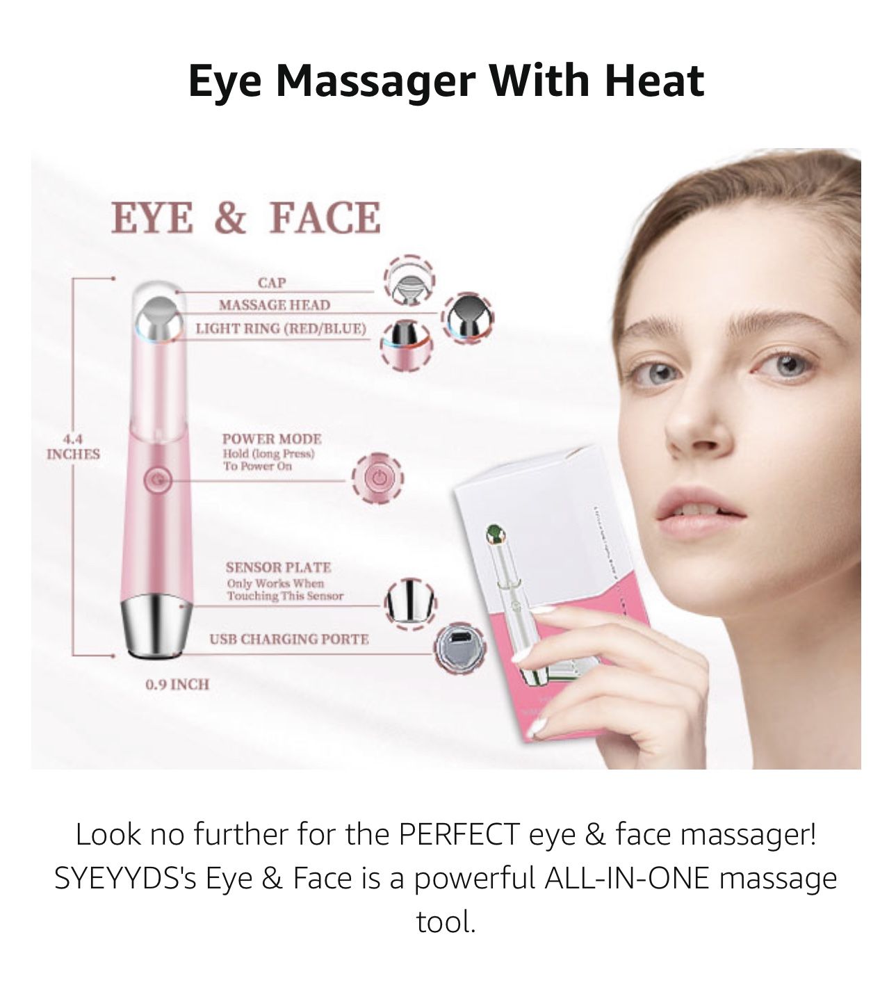 New! Eye & Face Massage Tool Wand Pen, Eye Lift Wand Heated Warm ...