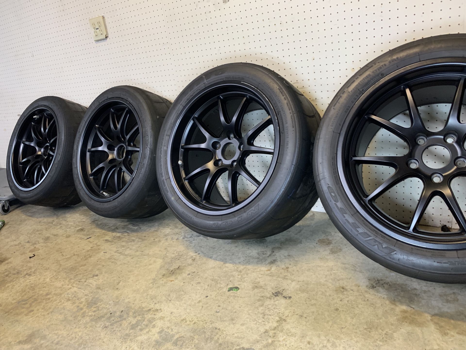 APEX Satin Black FL-5 18X10 ET 25 18X11 ET44 with Nitto NT01 275/305 ...
