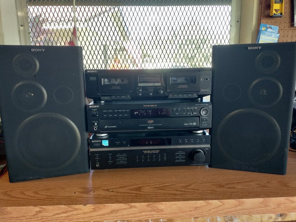 Sony Stereo System With Receiver, Cd Player, Cassette Deck And Speakers ...