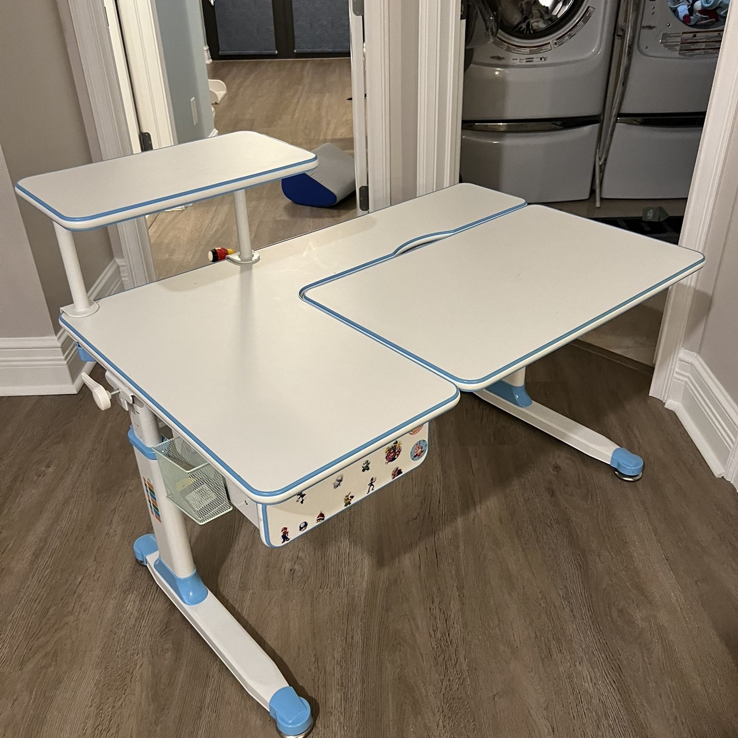 ApexDesk Little Soleil DX 43 Children s Height Adjustable Study Desk w Integrated Shelf Drawer Desk Chair Bundle Blue for Sale in Oakland Park FL OfferUp