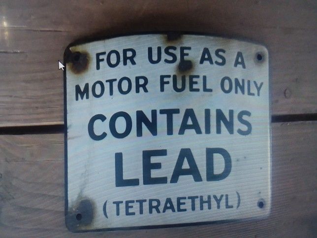 SELDOM SEEN ORIGINAL 1940's CONTAINS LEAD SIGN...OFF A VISIIBLE GAS ...
