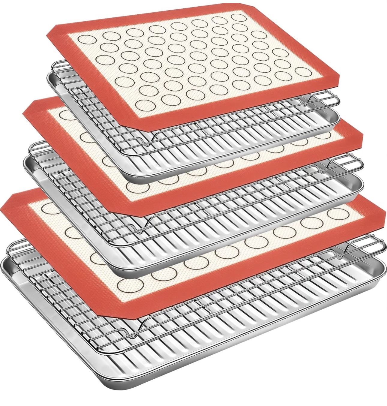 Stainless Steel Baking Sheet Cooling Rack with Silicone Baking Mat Set ...