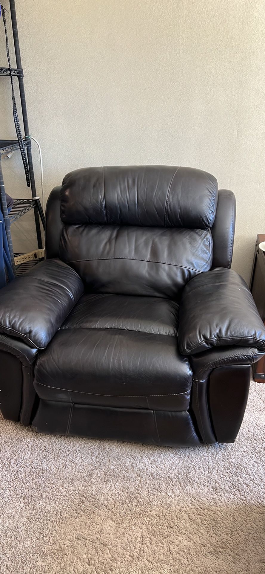 Electronic Reclining Black Leather Sofa And Recliner for Sale in Vista ...