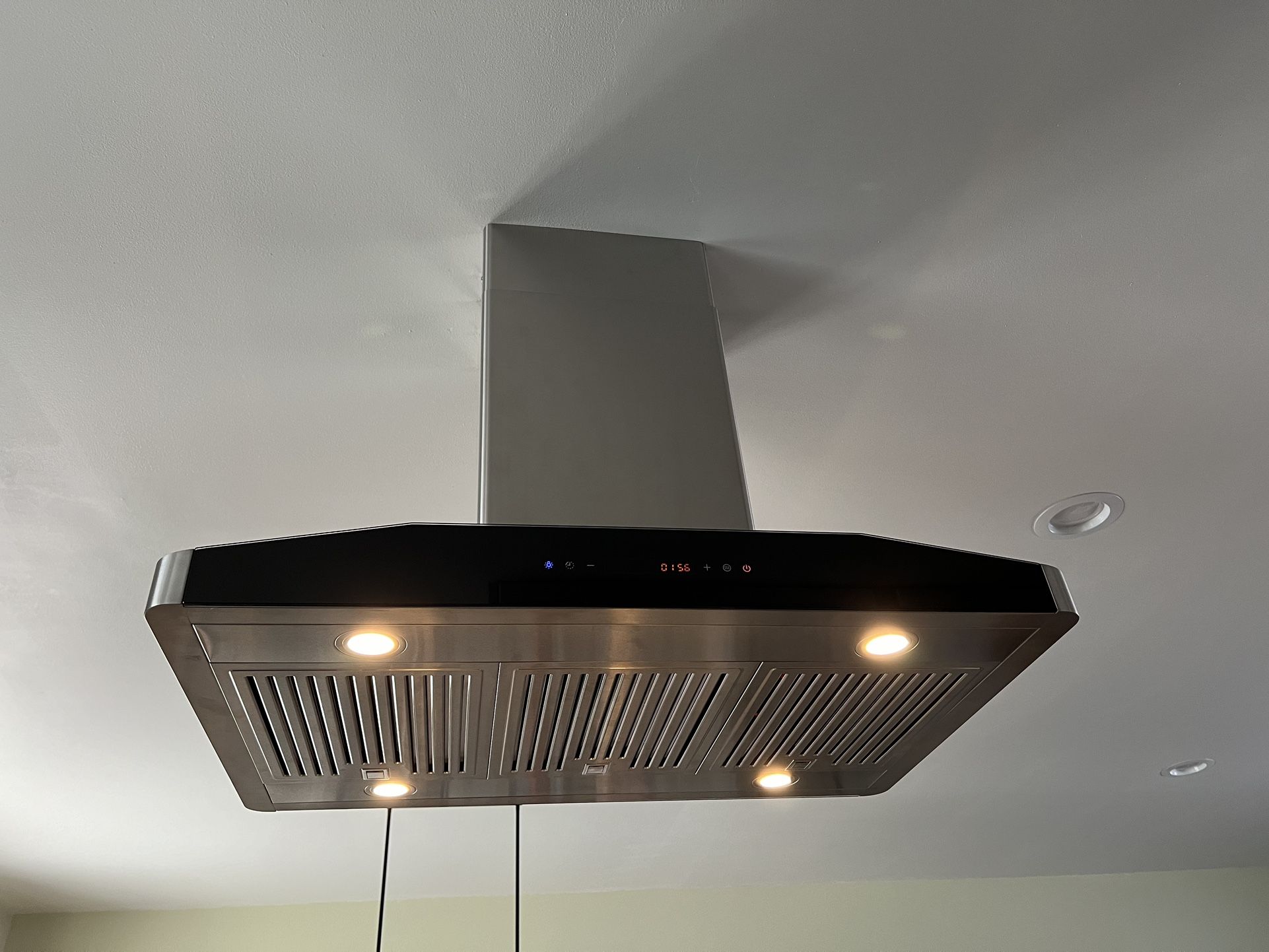 Winflow 36 In. Island Mount Range Hood in Stainless Steel with Baffle ...