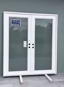 PGT 71.75 X 80.75 Impact French Door Aluminum Low E / Frosted Privacy ...