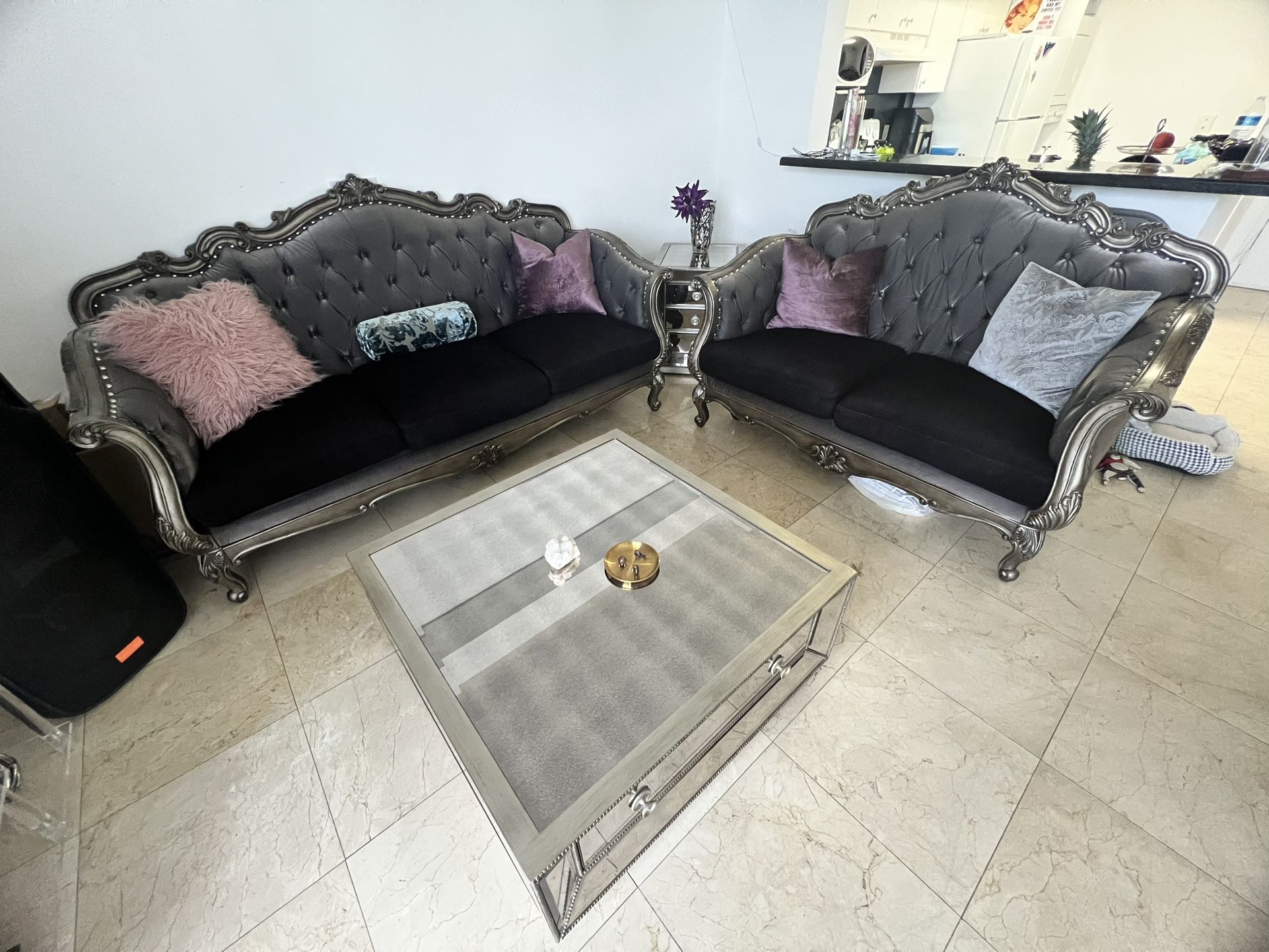 Chantelle Living Room Set (Sofa, Loveseat & Chair)(3), Coffee & End ...