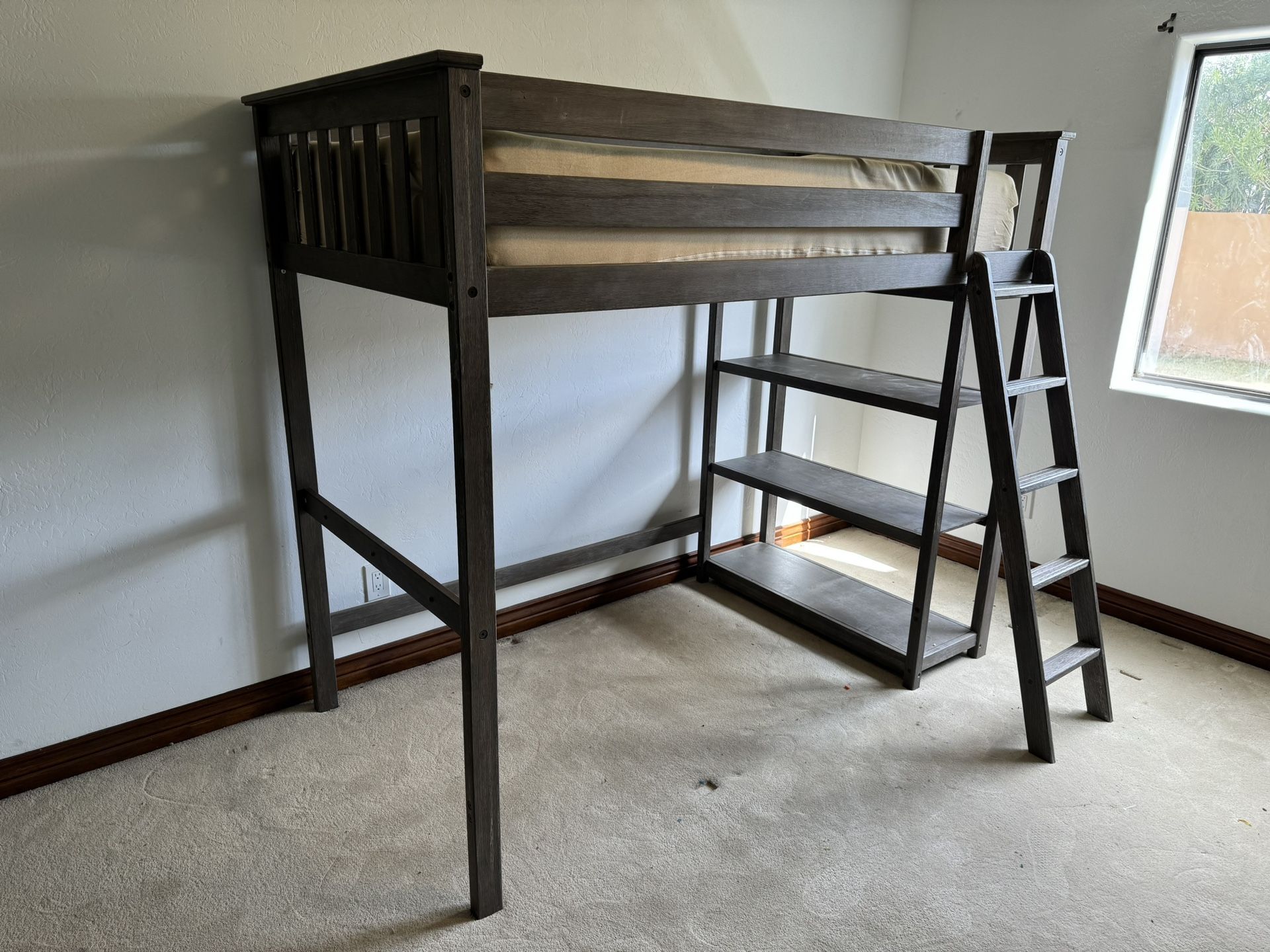 Twin-sized Loft Bed w/ Shelves and Ladder for Sale in Gilbert, AZ - OfferUp