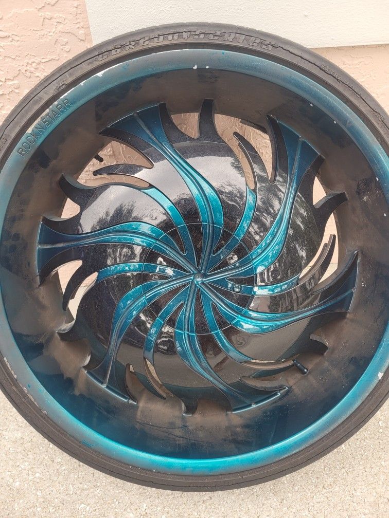 Set Of Miami Dolpin Green And Black RockNstarr 24" Rims for Sale in ...