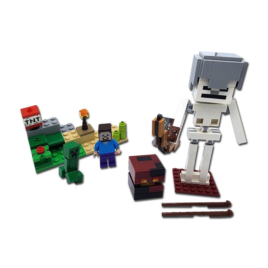 Lego Minecraft 21150 & 30393 • Skeleton BigFig + Steve & Creeper ...