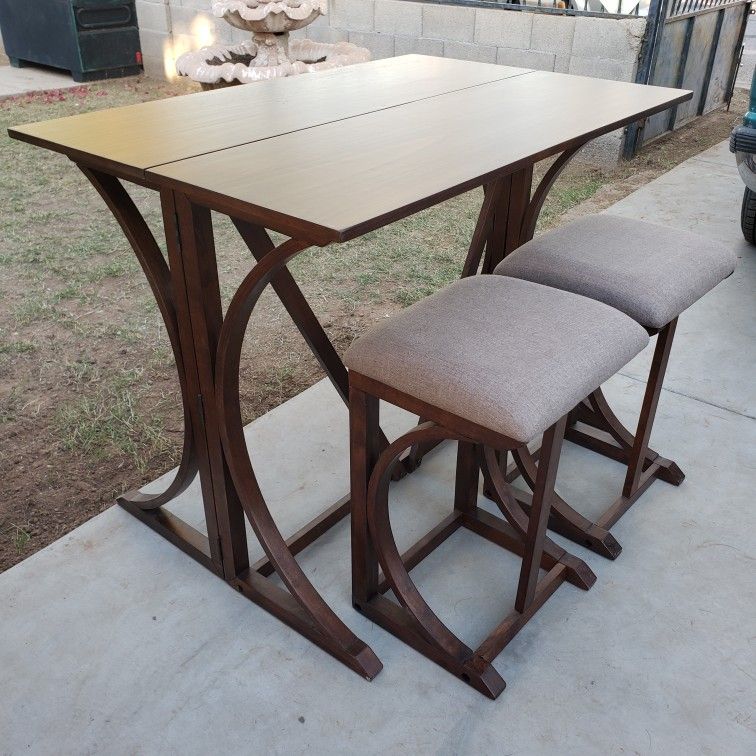 PU @ 16st And Broadway ( LIKE NEW ) Foldable Pub Table With 2 Barstools ...