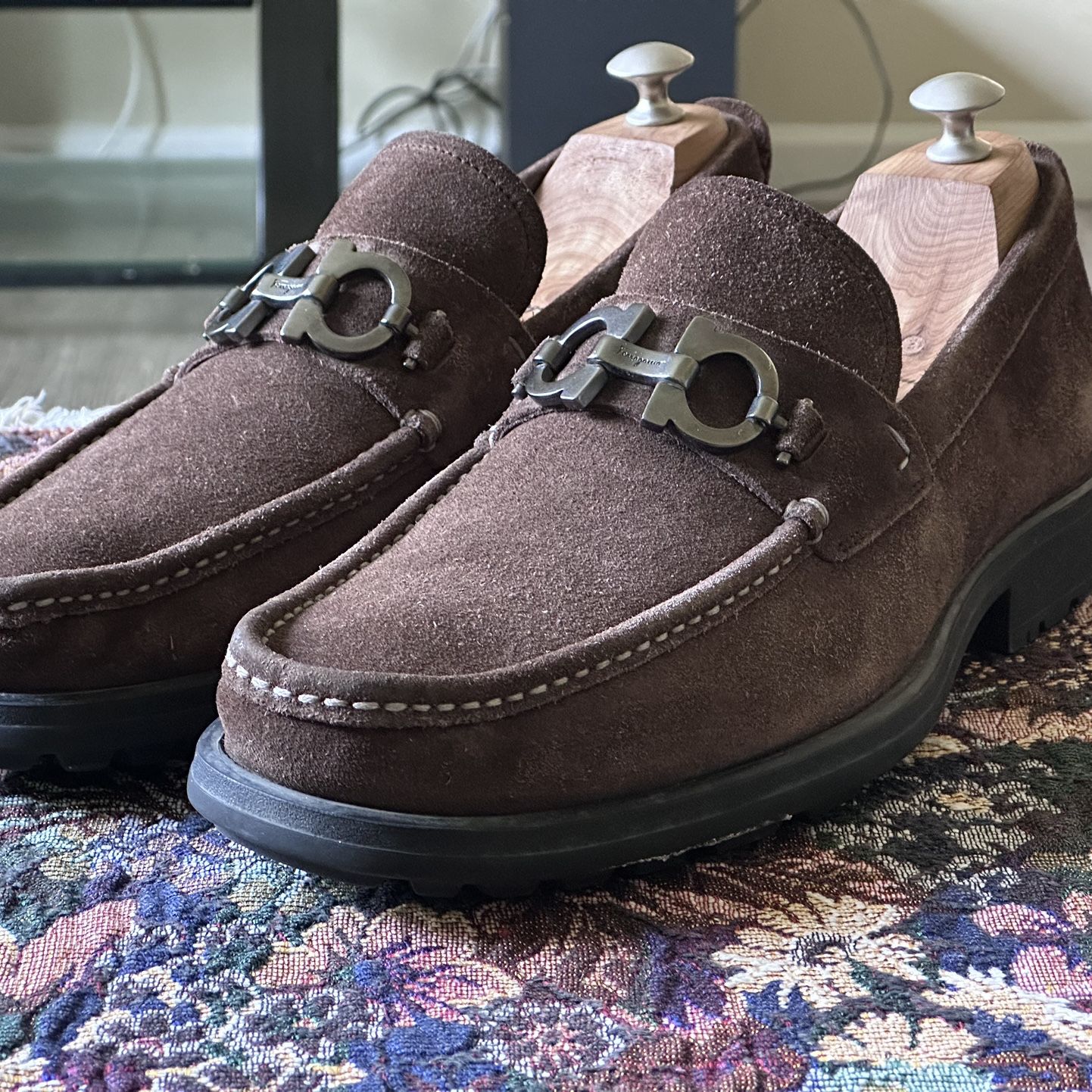 Salvatore Ferragamo Master Gancini Horse Bit Brown Suede Leather Men s Dress Loafers Shoes Size 10.5 D for Sale in South Portland ME OfferUp