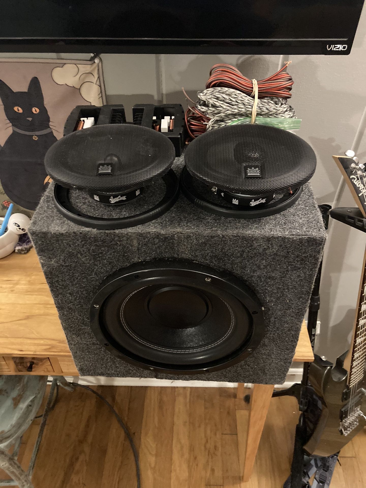 Car Speaker System 10” Subwoofer Pair 6.5” 6x9 Boxes Wiring Kit Grilles ...