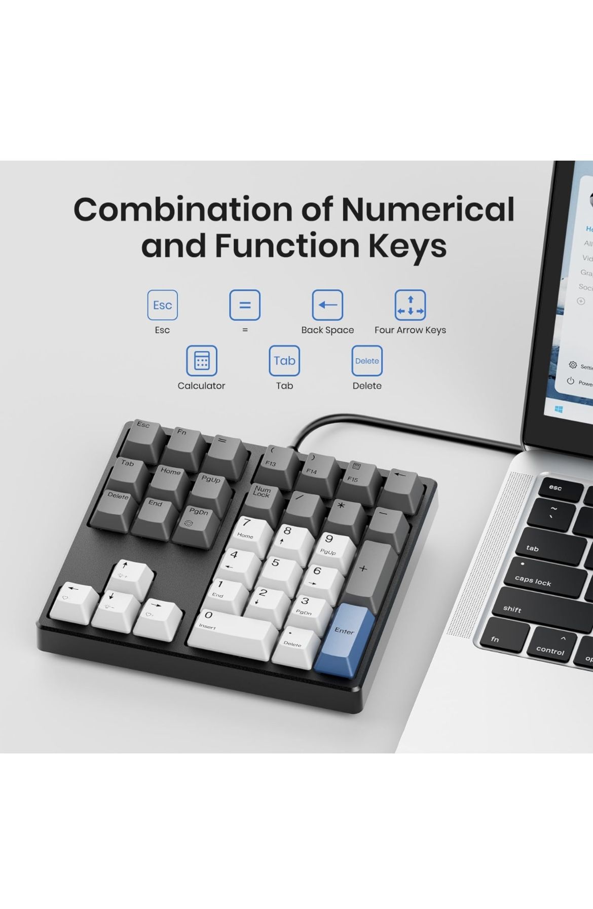 Kisnt- Mechanical Number Pad, 34 Key Hot Swappable Numpad with Gateron ...