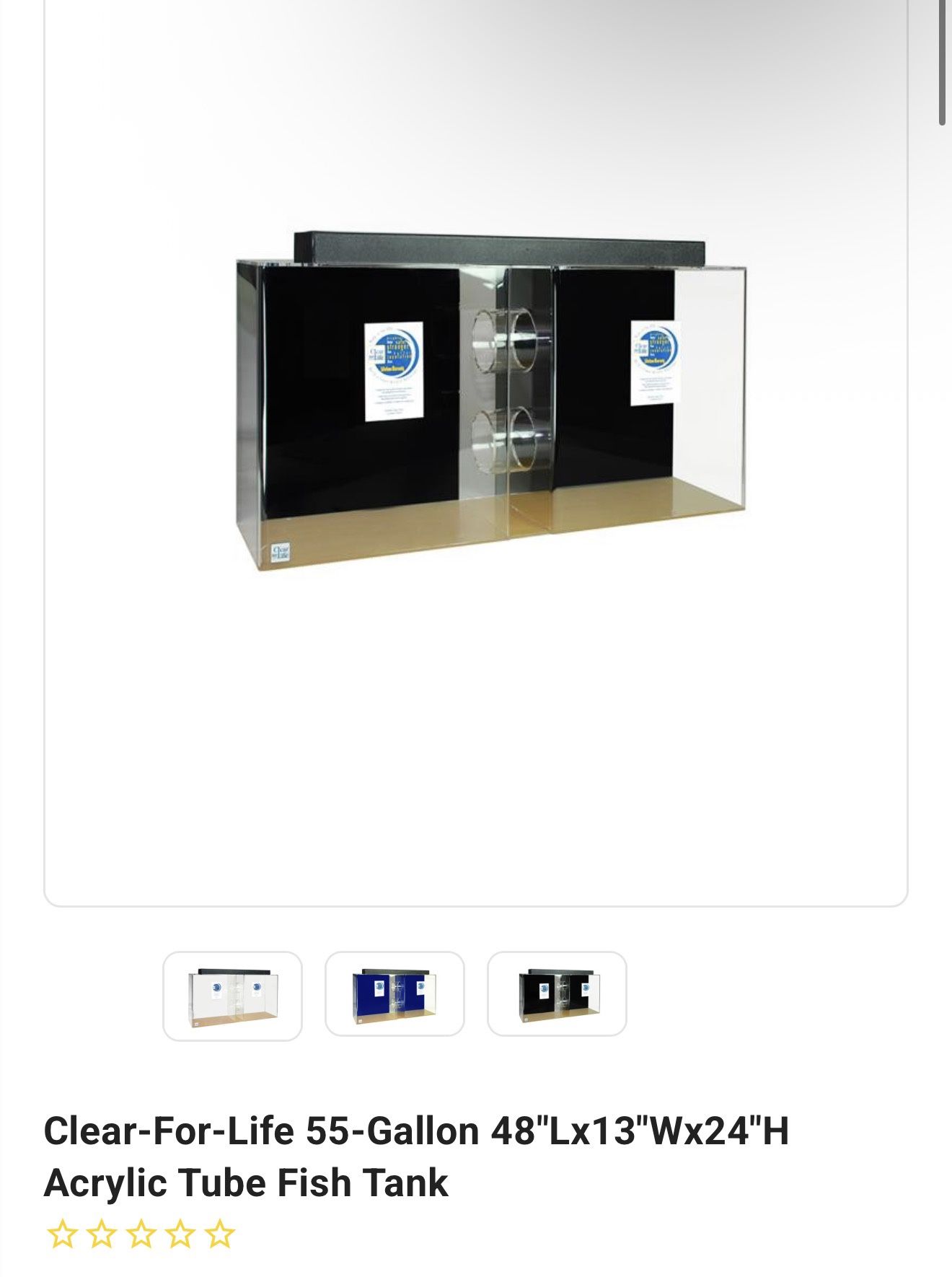 Clear-For-Life 55-Gallon Acrylic Tube Fish Tank for Sale in City Of ...