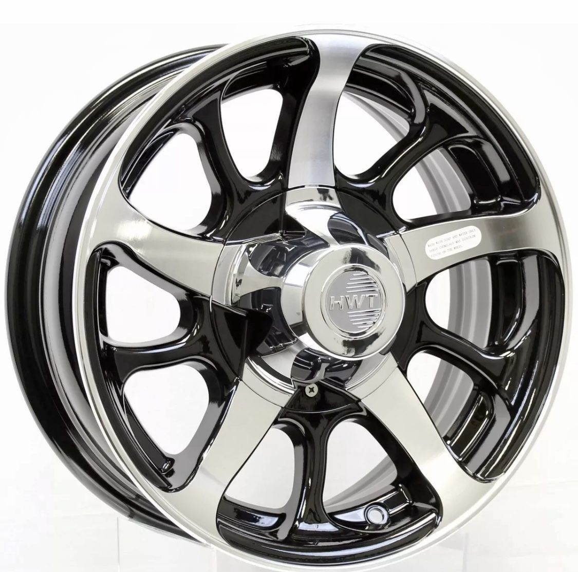 2 Aluminum Trailer Wheels 15x6 15 Rim 6 Lug On 5.5 Inch HiSpec Black ...