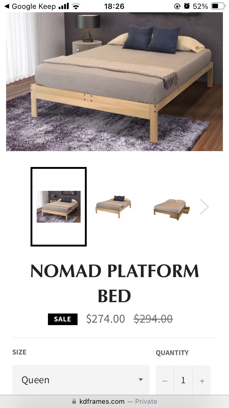 Nomad Platform Bed Frame (queen) for Sale in Houston, TX - OfferUp