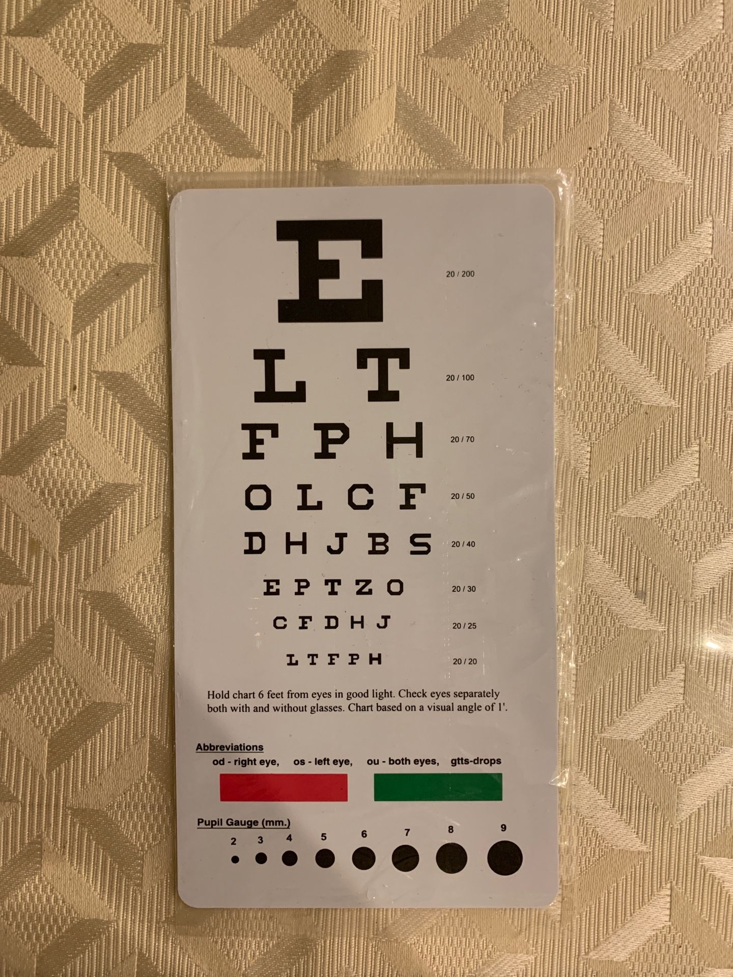 Snellen pocket eye chart for Sale in Los Angeles, CA - OfferUp