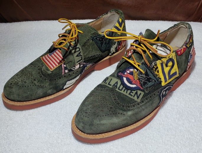 Polo Ralph Lauren Rhett Suede Leather Wingtip Patchwork Shoes Size 8D ...