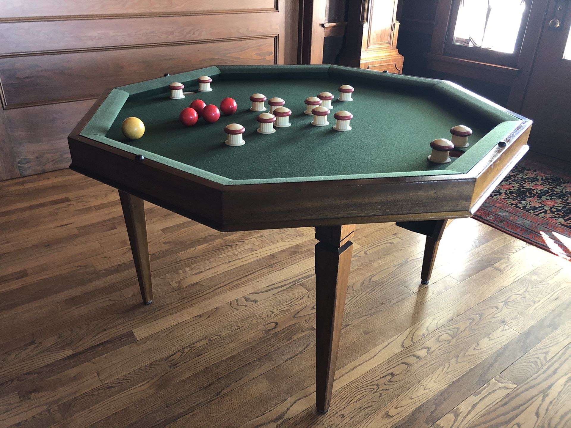 3 in 1 Table - Octagon 48” Bumper Pool with Slate bed in Antique Oak ...