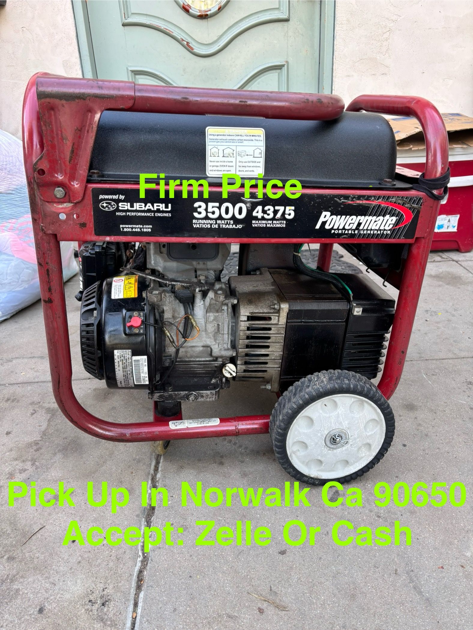 Subaru powermate 3500 watts portable generator for Sale in Norwalk, CA ...