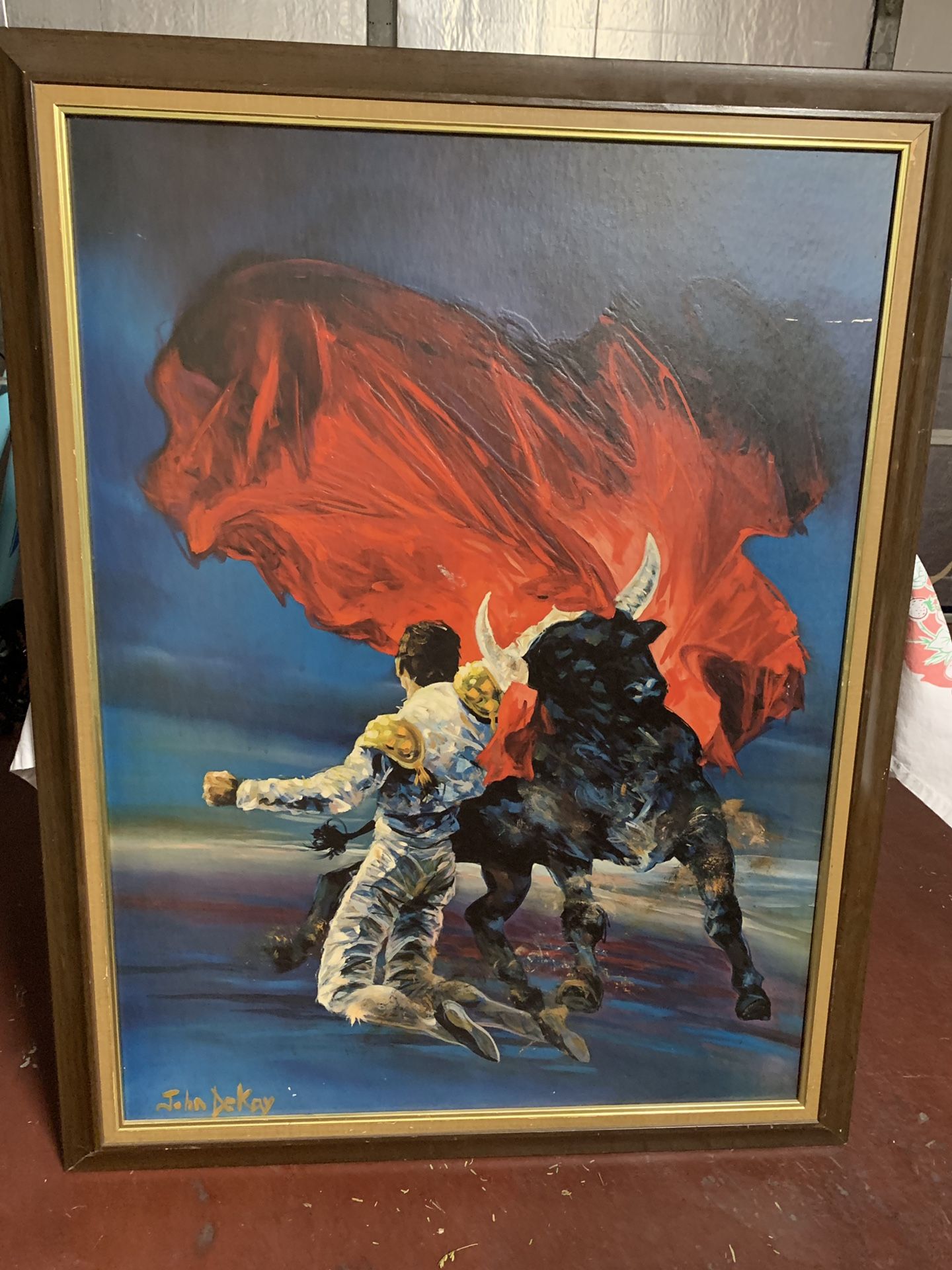 John Dekay The Red Cape Bullfighter Matador Large Framed Painting for ...