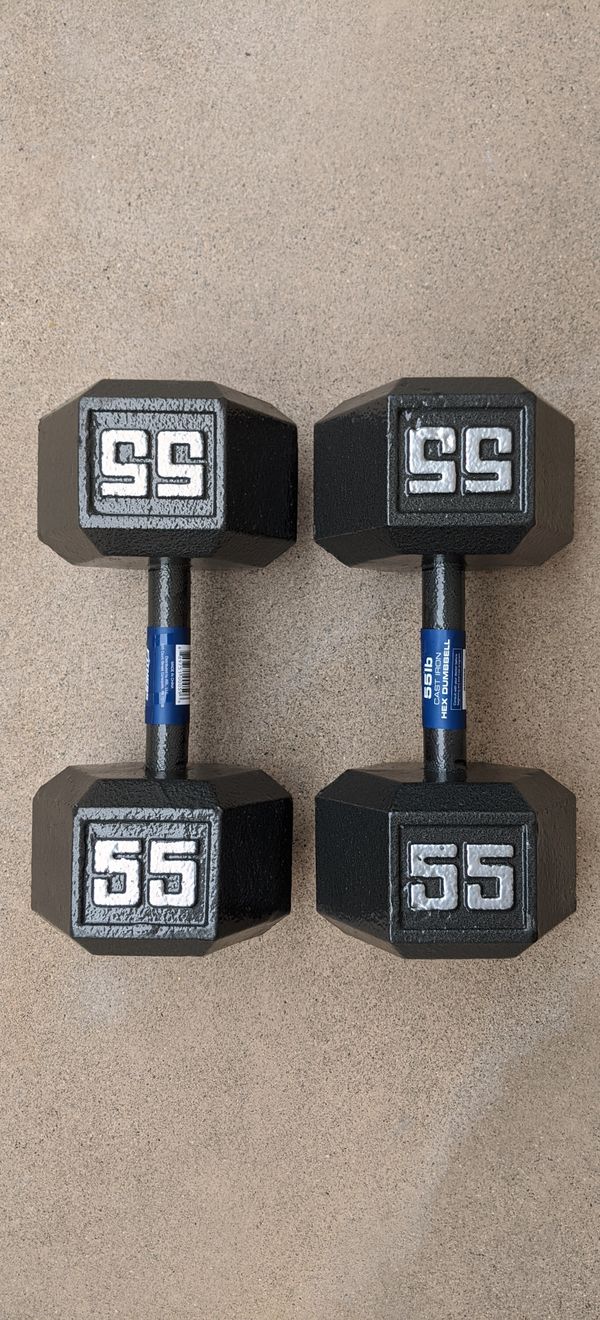BRAND NEW 55lb Dumbbells Pair Cast Iron Hex 55 Lb Pound Dumbells brand-new-55lb-dumbbells-pair-cast-iron-hex-55-lb-pound-dumbells
