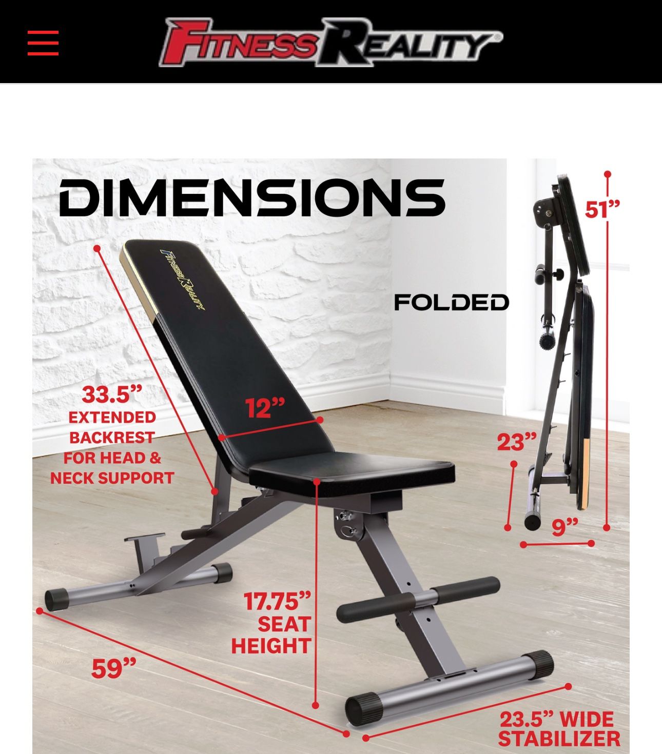 Fitness Reality 1000 Super Max 800 lb Capacity 12-Position Weight Bench ...