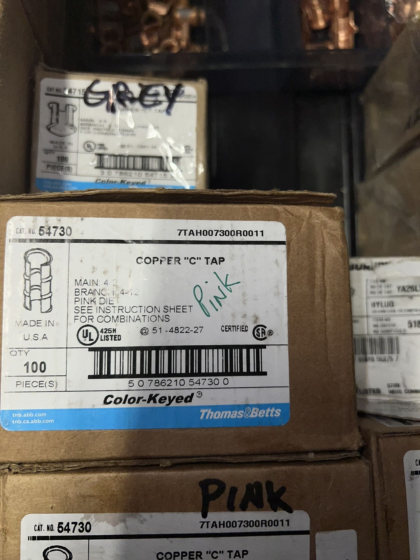 C-TAP - Thomas & Betts, Ilsco, Copper C-Taps, Green, Pink, Brown,Grey ...