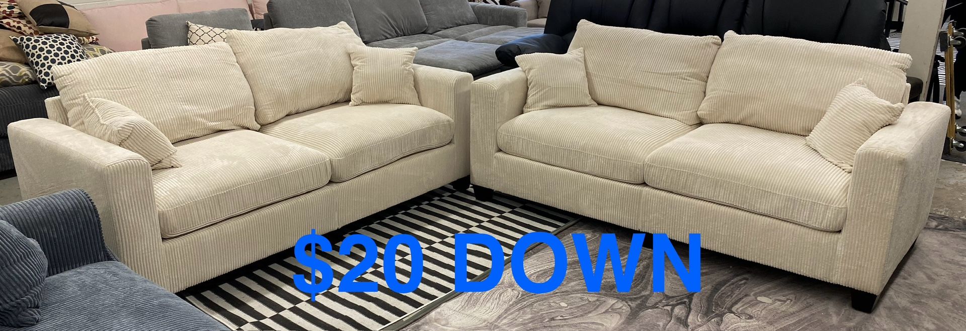 2 Beautiful Beige Corduroy Sofas (Finance and Delivery) for Sale in Orange, CA - OfferUp