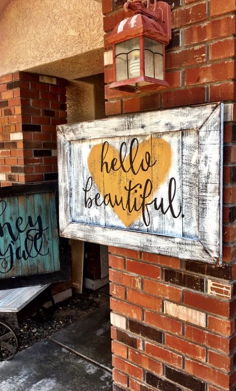 Shabby chic country rustic western hello beautiful wood sign pallet ...