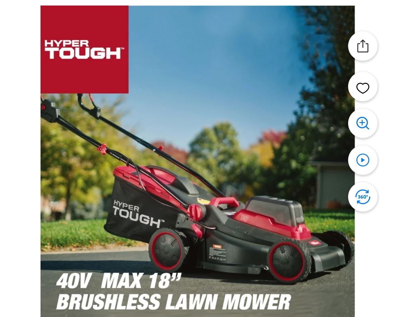 Cortadora Césped Hyper Tough 40V 18-inch Battery Powered Brushless Push ...