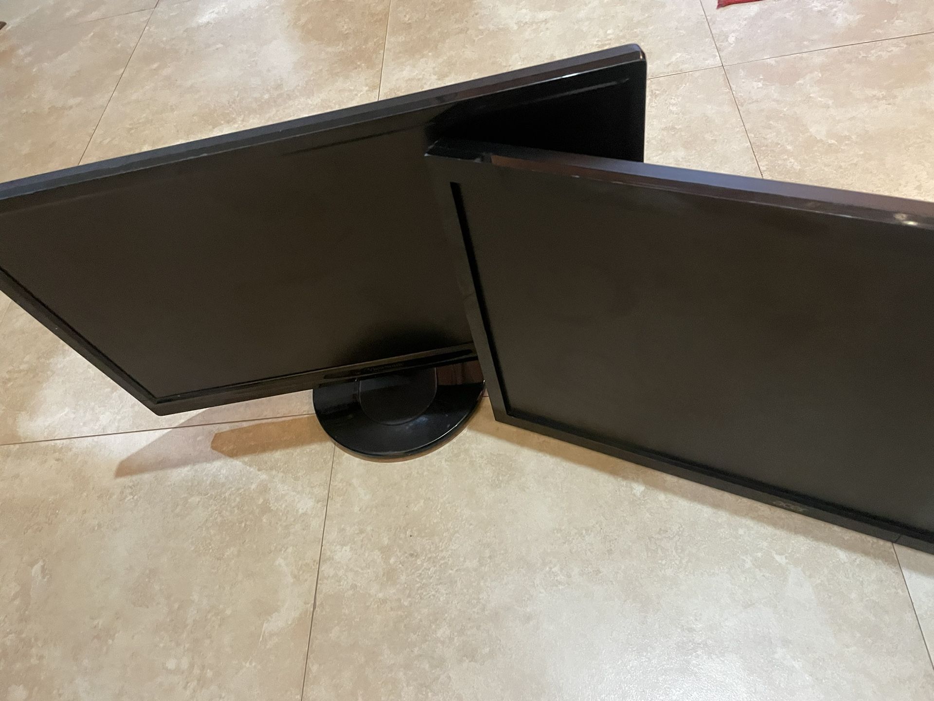 2 PC ViewSonic Acer 24 Inch 22 Inch Monitors DVI Connections HDMI ...