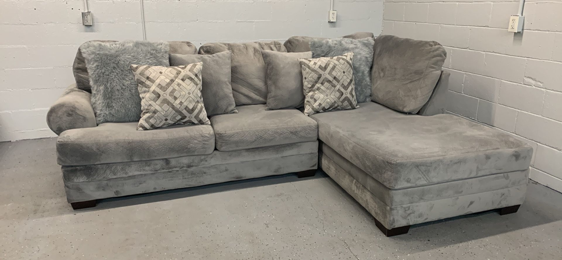 2 Piece Sectional Sofa / Couch / Chaise Groovy Smoke Super Plush and ...