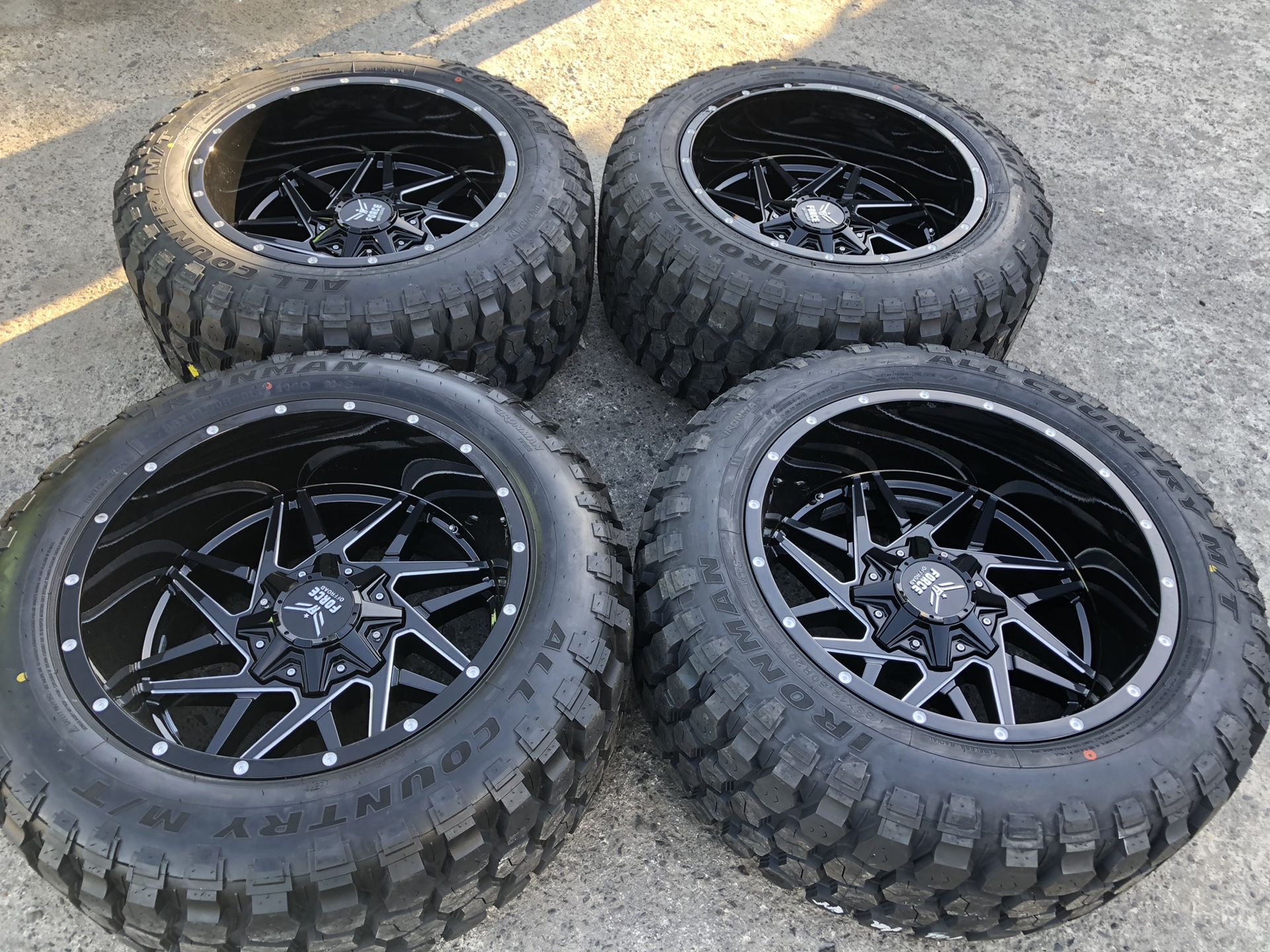 New 20x12 Deep dish rims and mud tires 33125020 6 lug Chevy gmc ford ...