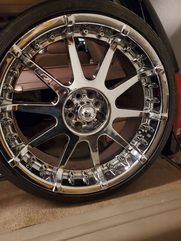 20 INCH RIMS. I HAVE 5 RIMS AND LOW PROFILE TIRES 225/35/20.....TREAD ...