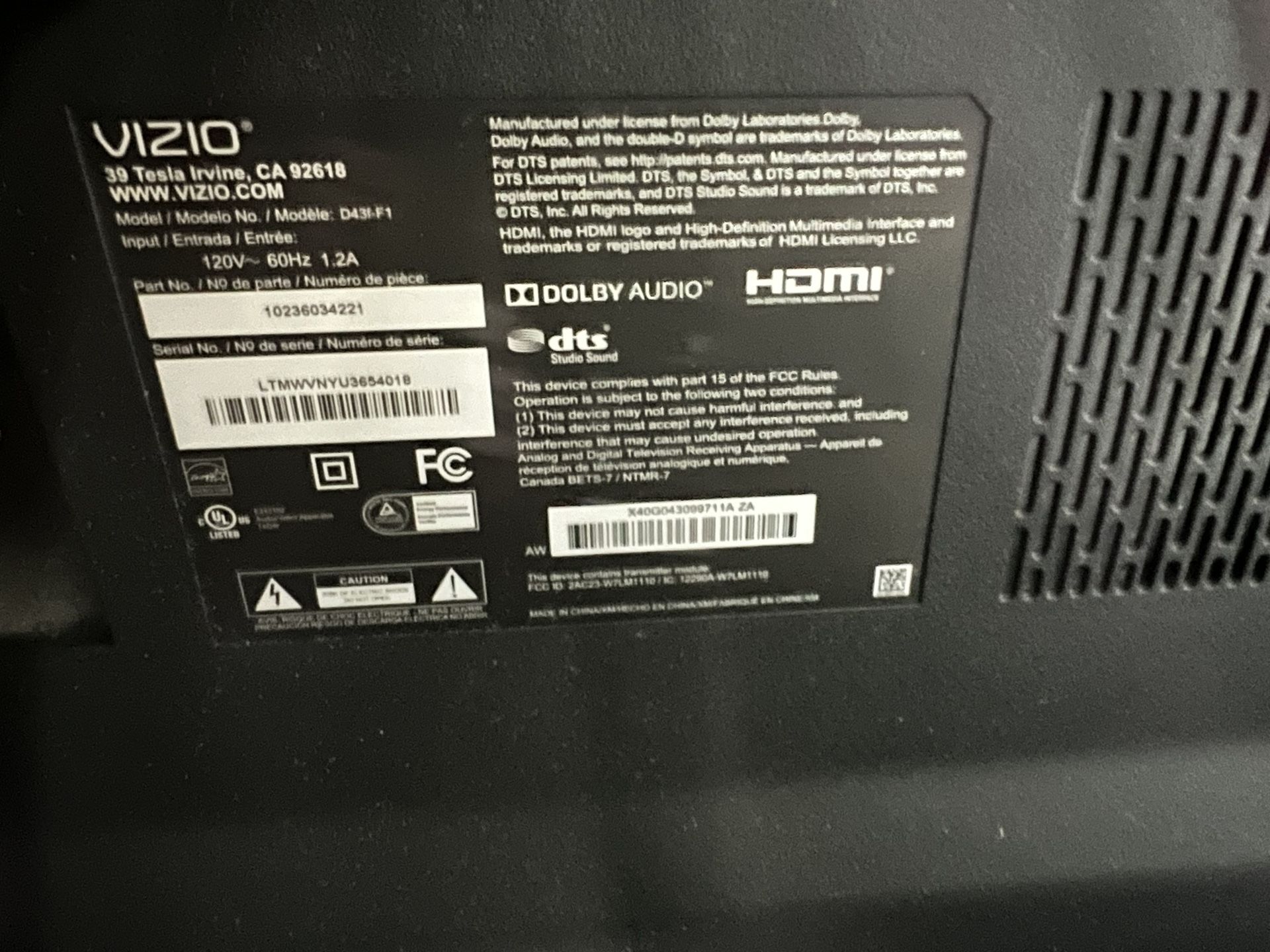 43” Vizio D43-F1 TV for Sale in Dallas, TX - OfferUp