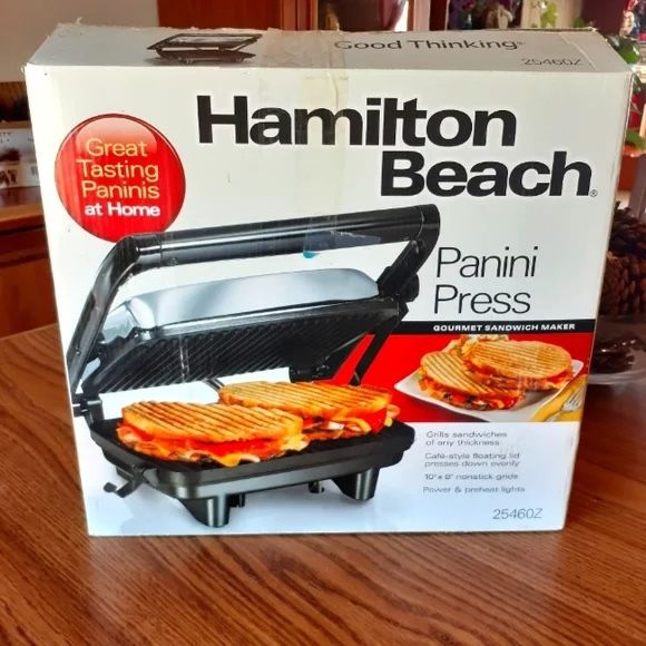 HAMILTON BEACH Panini Press Gourmet Sandwich Maker ~ New in box for ...