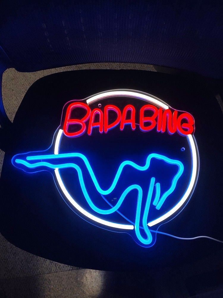 BADA BING LED LIGHT SIGN. 16" X 14". 6 FT. USB CORD. DIMMER SWITCH. NEW ...