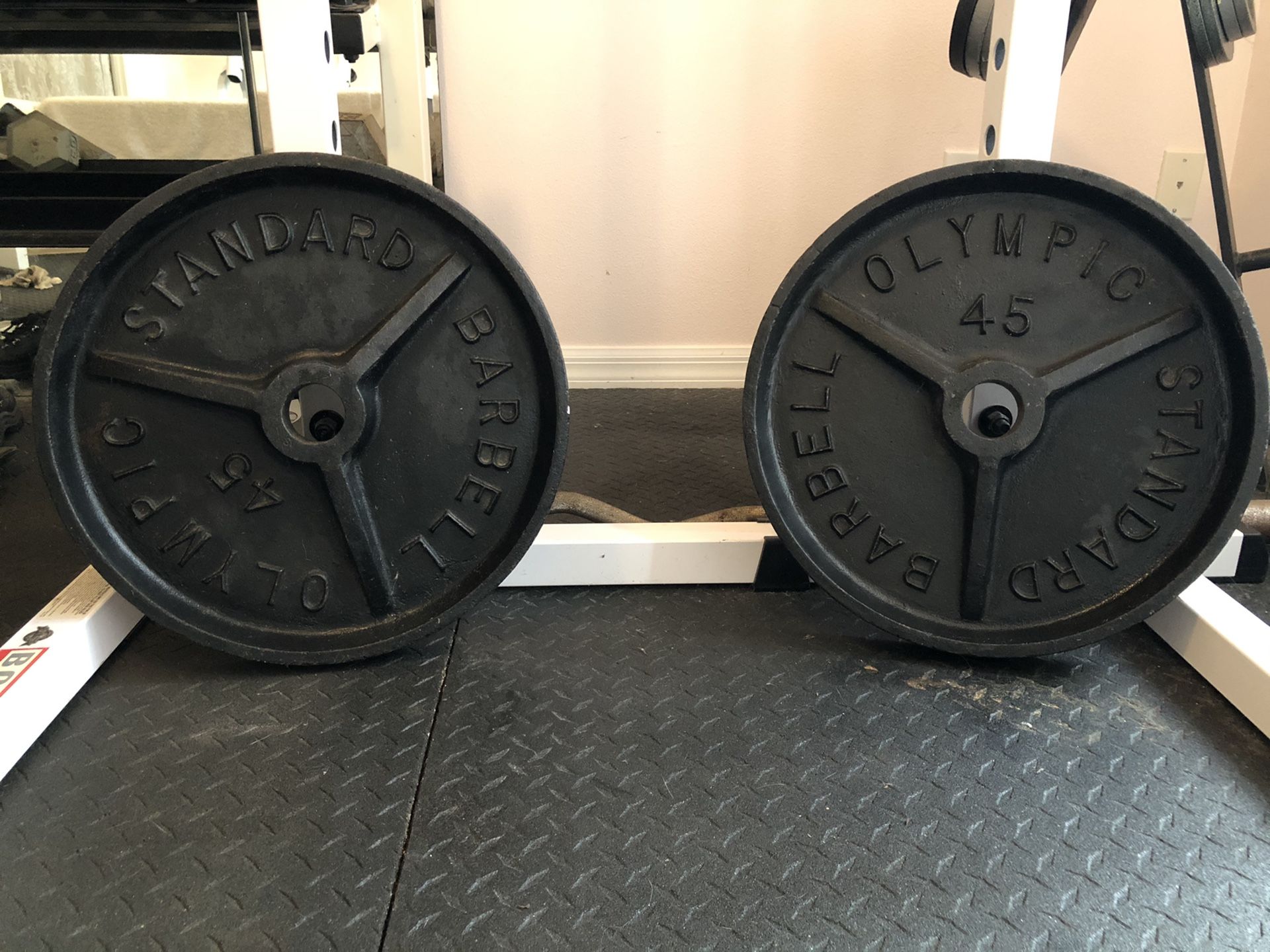 Olympic standard barbell 45lbs weights for Sale in Port St. Lucie, FL ...