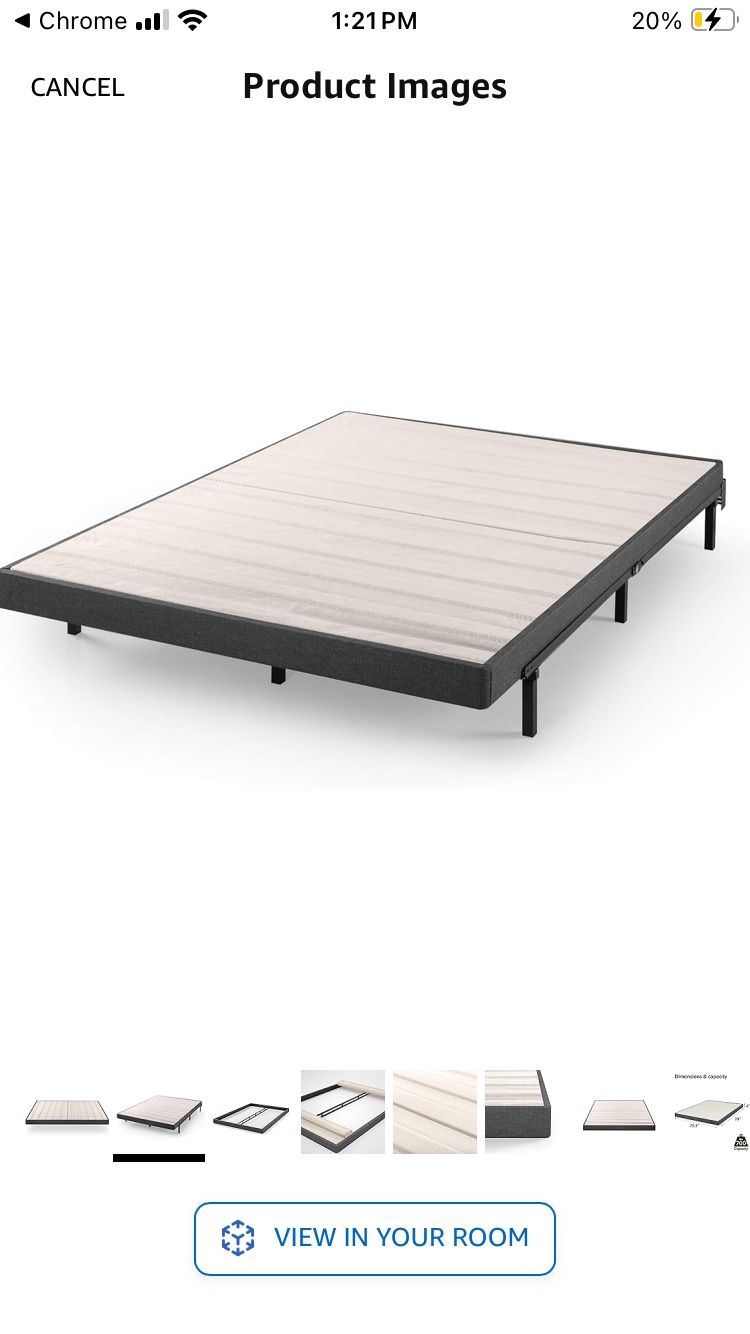 ZINUS Metal and Wood Box Spring: King Size, 4 Inch Mattress Foundation ...