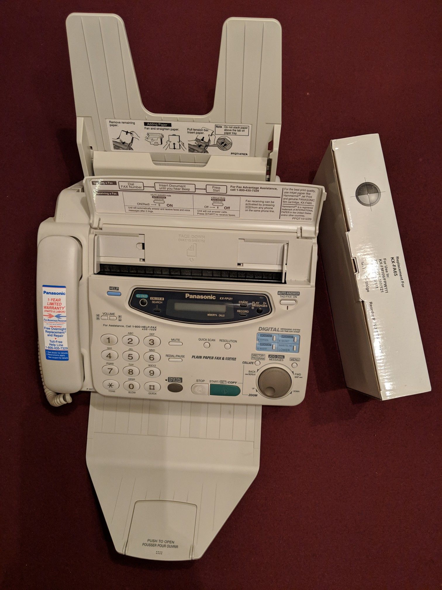 Very Clean and Reliable Panasonic FP121 Fax Machine with Refill. for ...