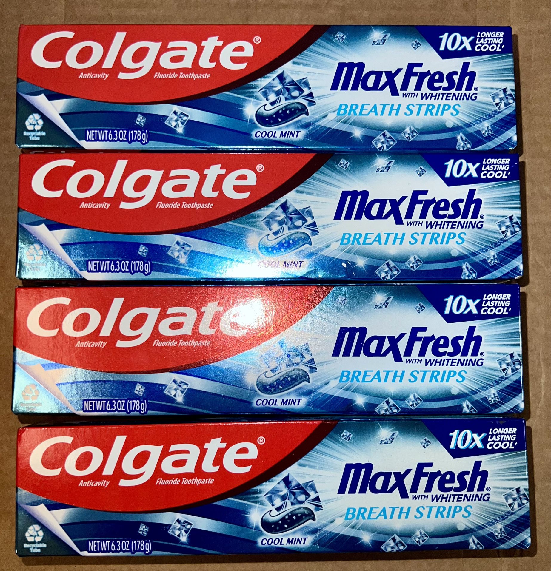 4 Colgate Max Fresh Toothpaste with Mini Breath Strips - Cool Mint - 6 ...