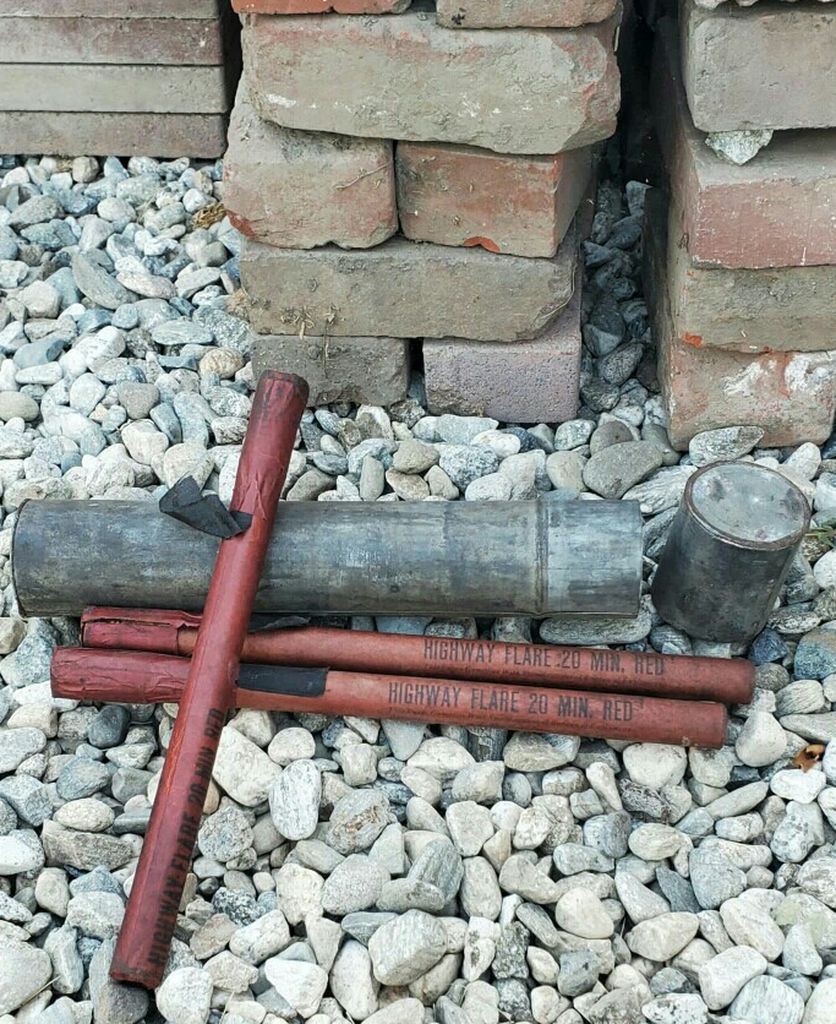 Vintage Road Flares 1950's Qty 3 W/ Metal Container for Sale in Long ...