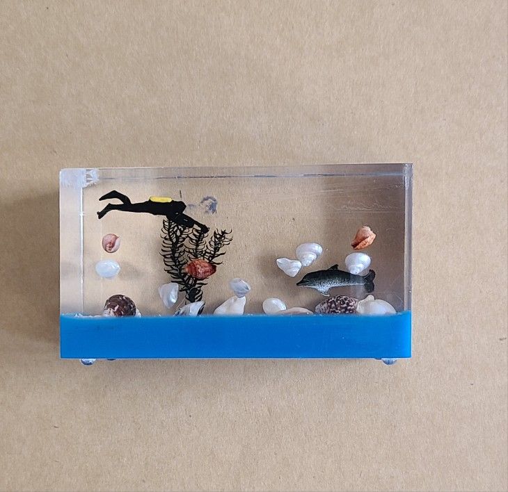 Lucite Diorama Nautical Tank Paperweight Handmade Vintage for Sale in ...